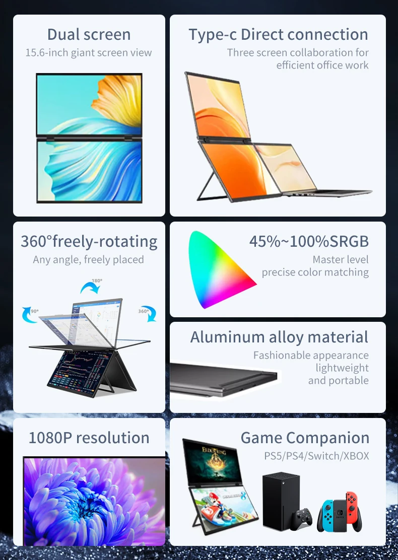 15.6 Inch Dual Screen Portable Monitor - Escreen Smart Digital Screen