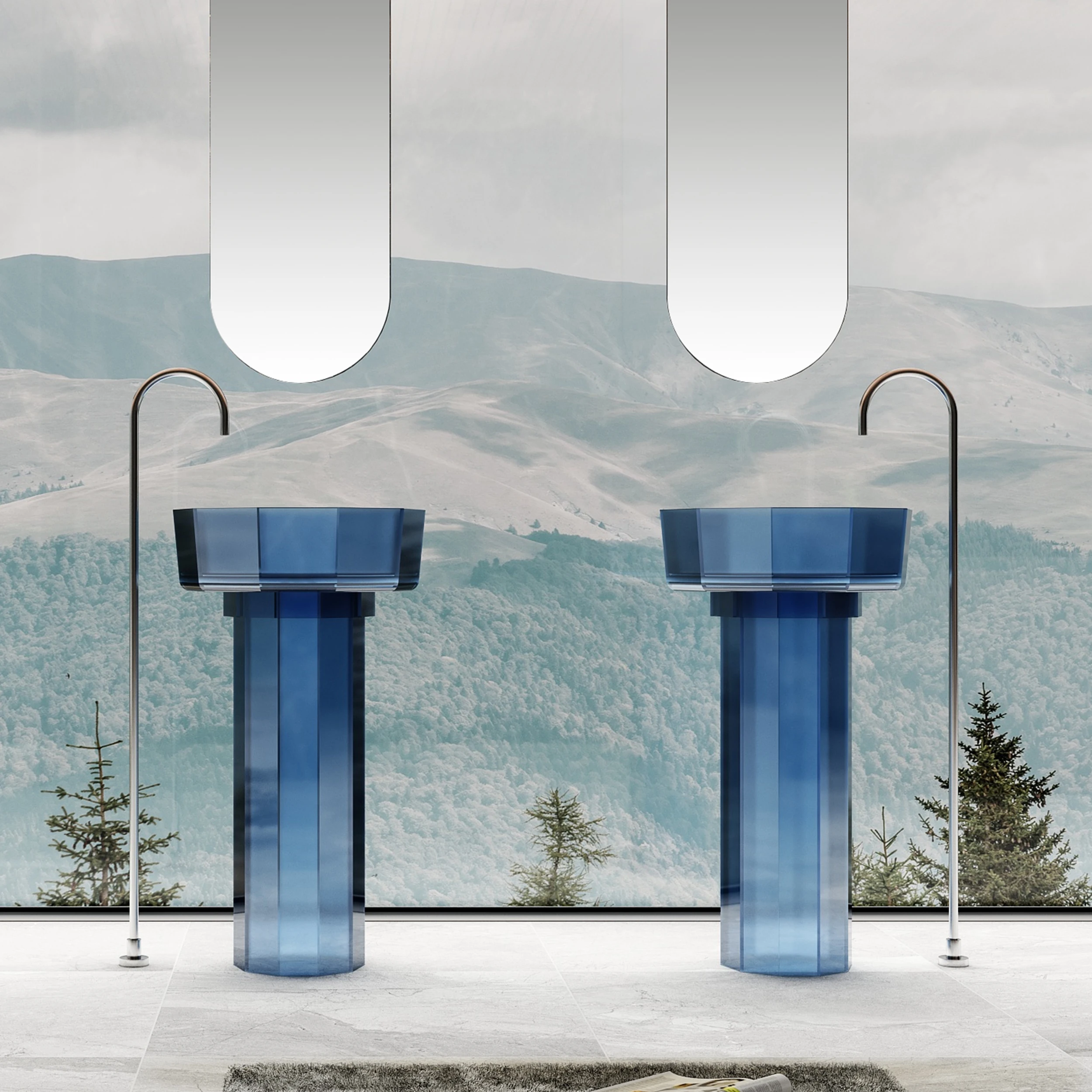 Modern Minimalist Color Transparent Resin Column Basin Designer Hotel ...