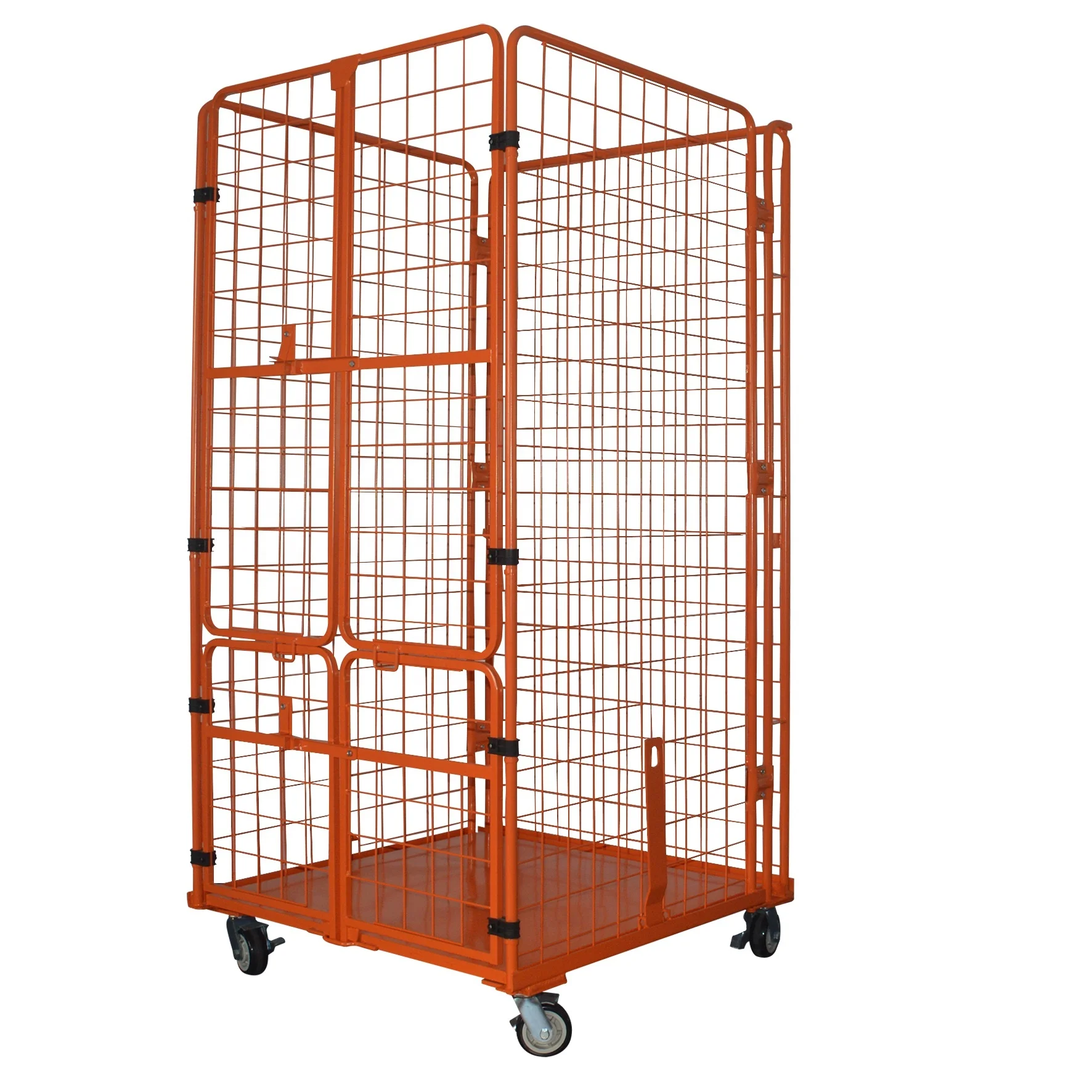 Welded Nestable Foldable Rolling Wire Mesh Container Supermarket Roll ...