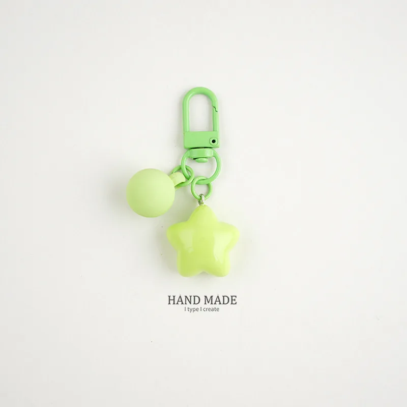 Cute Pentagram Star Resin Bag Charm Keychain Heart Keyring for Girls ...