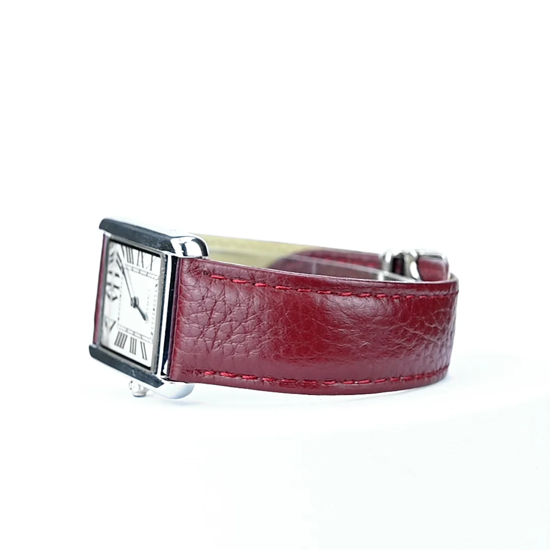 Watchband Fit Cartier Tank Genuine Leather Wristwatch Watch Strap Cow ...