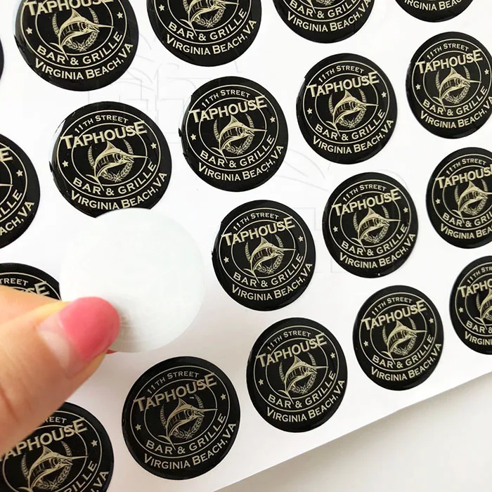Custom Adhesive Business Logo Printing Round Resin Sticker Crystal Dome ...
