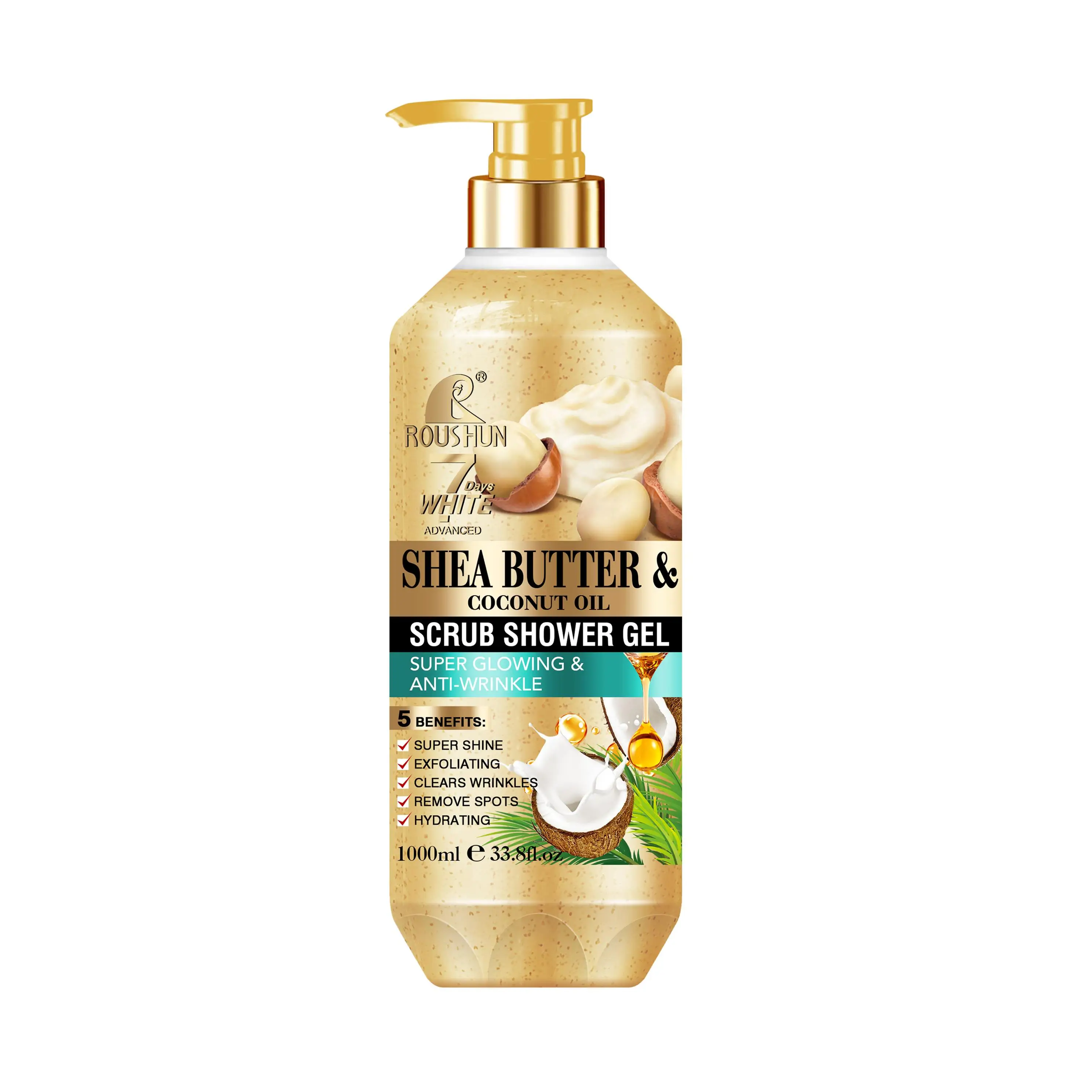 Alibaba.com: ROUSHUN Butter & Coconut Oil Scrub Shower Gel, 1000ml ...