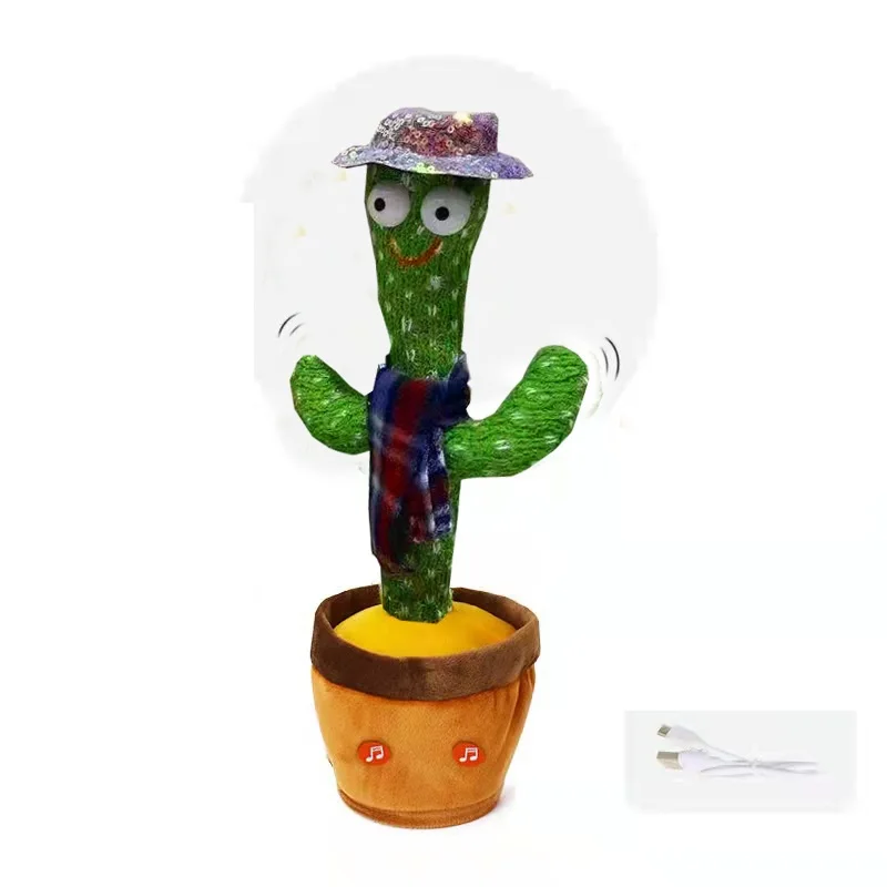 Electric Plush Toy Plush Flower Pot Twist Dance Cactus Doll Can Talk ...