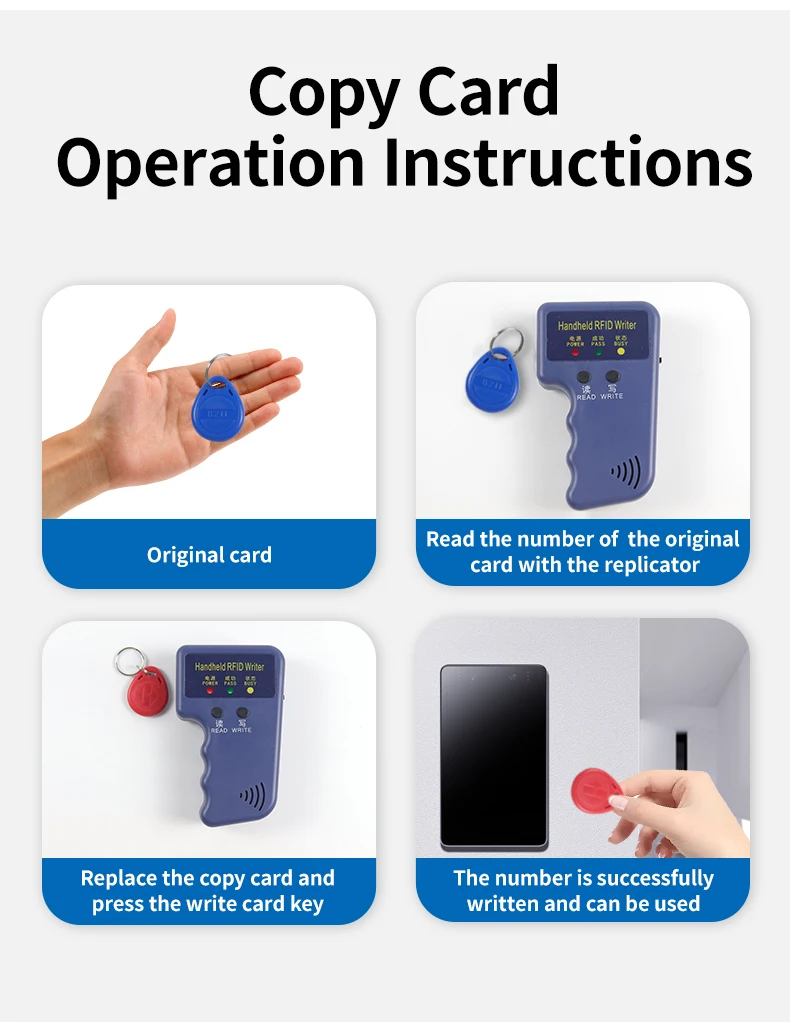 125khz Reader Replicator Read & Write T5577 Card Id Keyfobs Reader ...