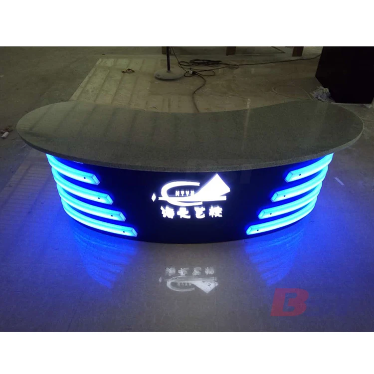 Blue LED TV Station Radio News Desks Broadcast Table