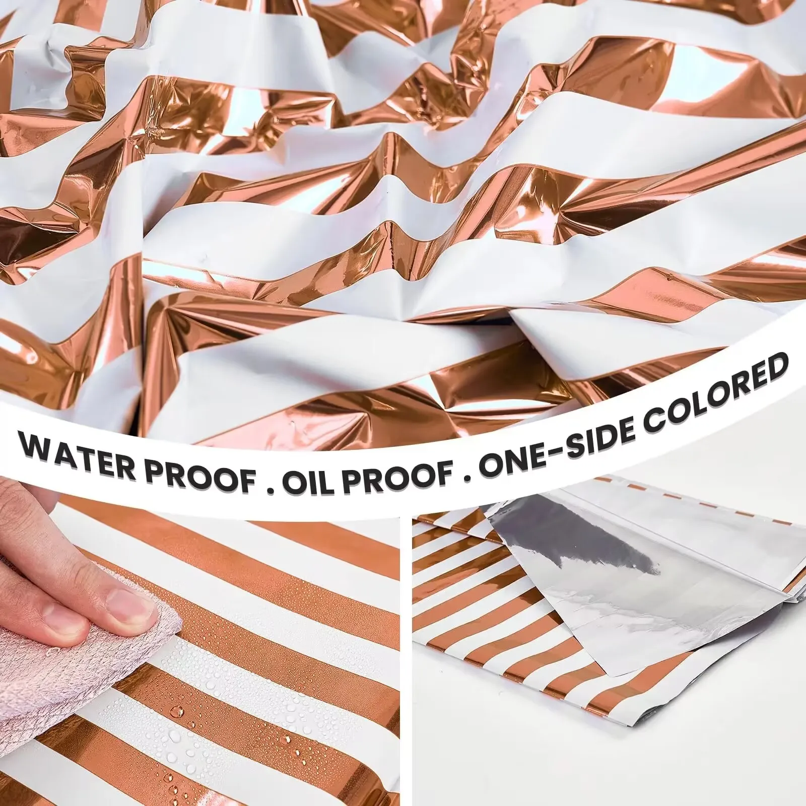 Gold Metallic Plastic Tablecloth Metallic Holographic Foil Disposable ...