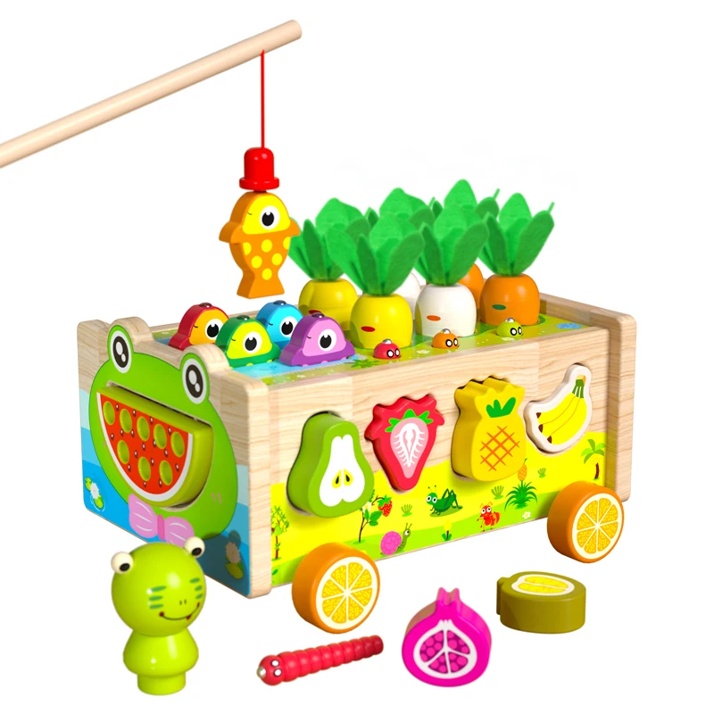 New design Wooden toys kids Multifunctional Cartoon fruit building ...