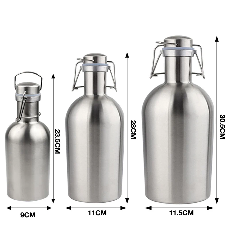 High Quality Stainless Steel 304 64oz Mini Double Wall Beer Growler 2l ...