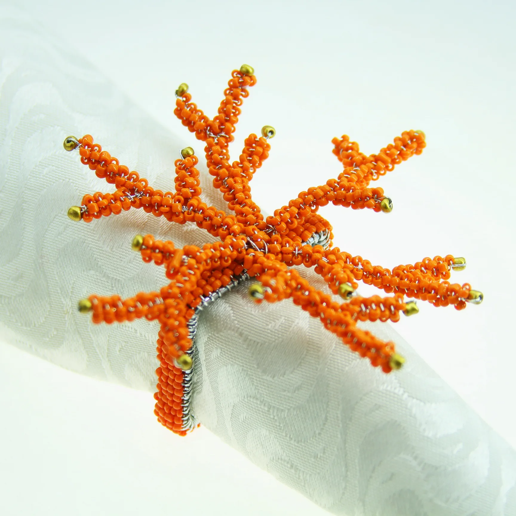 Coral Napkin Ring in Colors Glass Beads Napkin Holder