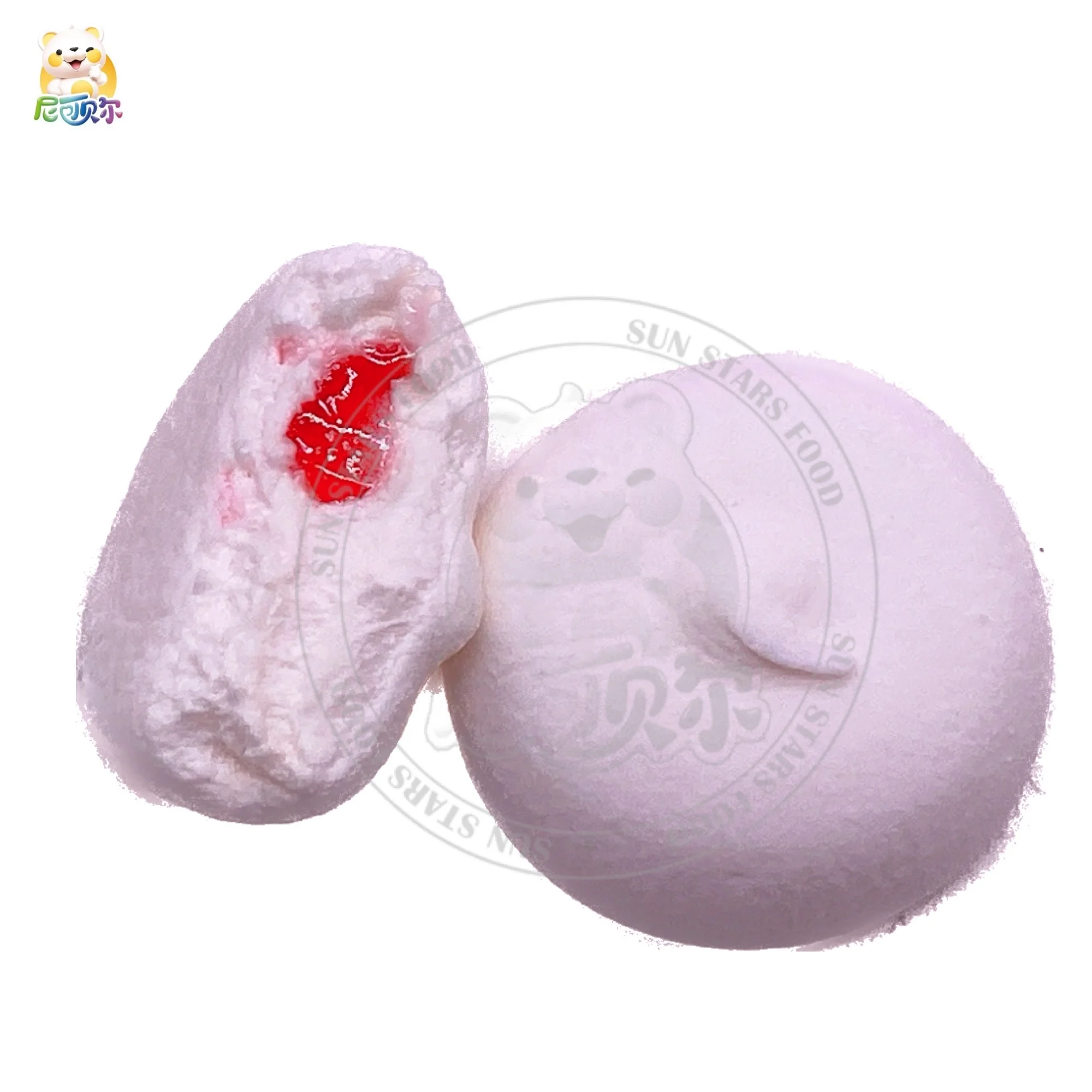 Halal Cotton Marshmallow Jam Center Filled Marshmallow Filling With ...