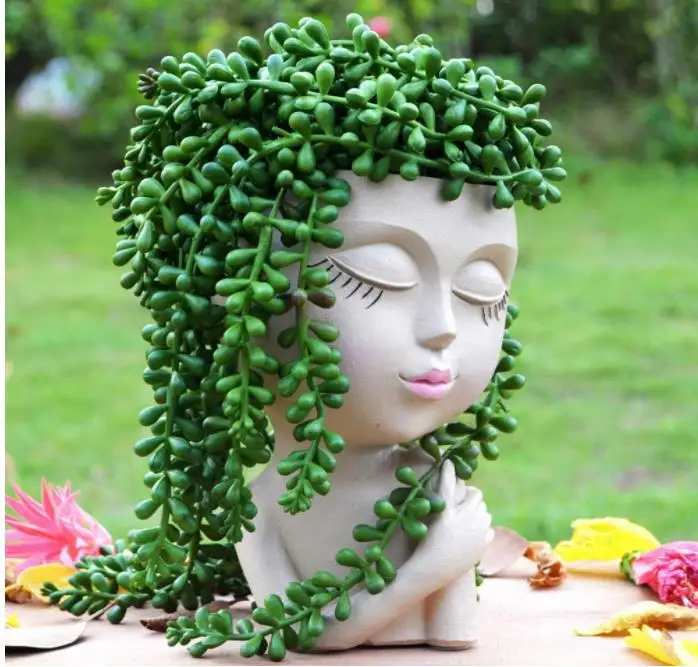 Lady Face Planter,Head Girl Heads Flowerpot Cute Plant Pot Female ...