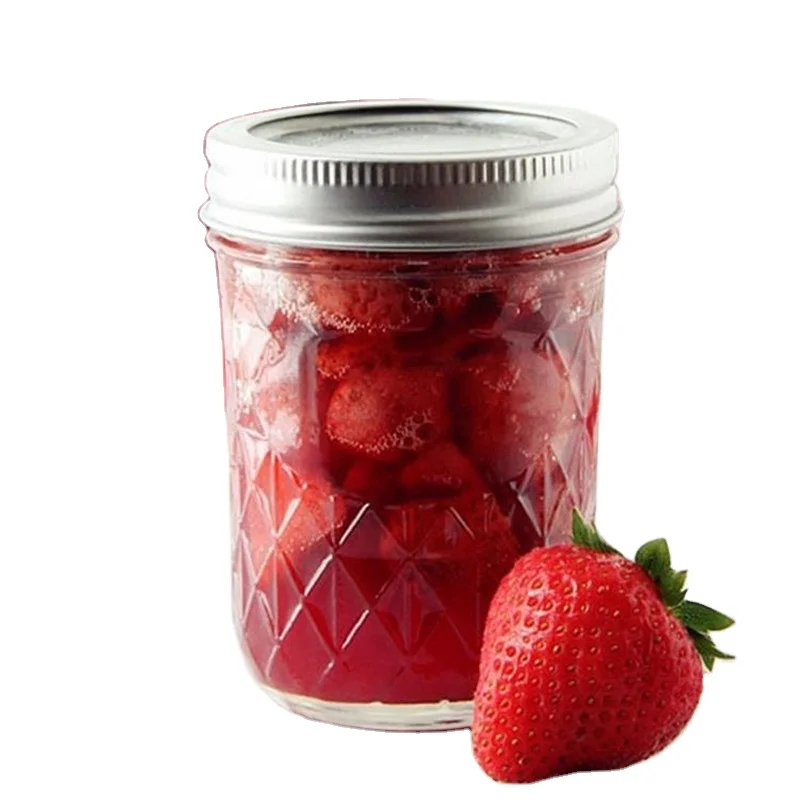 Mason Jar Glass Regular Mouth Jar With Silver Metal Seal Lid And Strap ...