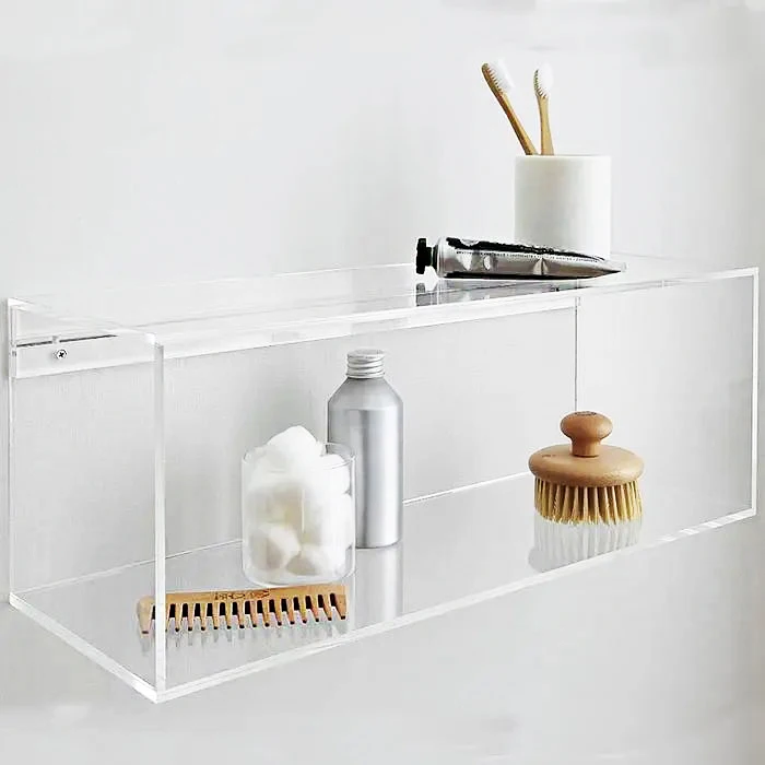 Custom Wall Mounted Acrylic Storage Shelf - Clear & Stylish