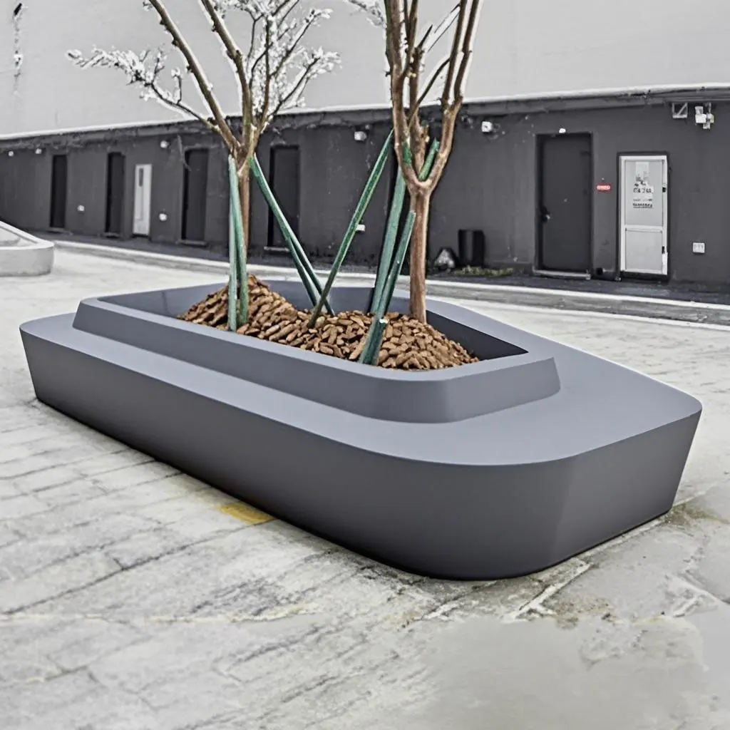 G013 Reinforced Concrete GRC Big Tree Planter Bench - Durable Outdoor ...