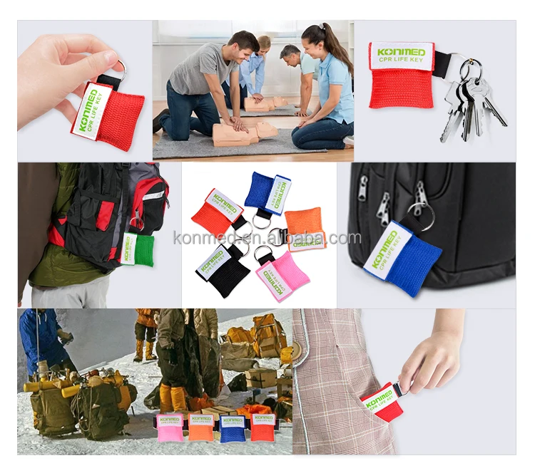 Portable Woven Pouch CPR Mask Keyring - First Aid Essentials