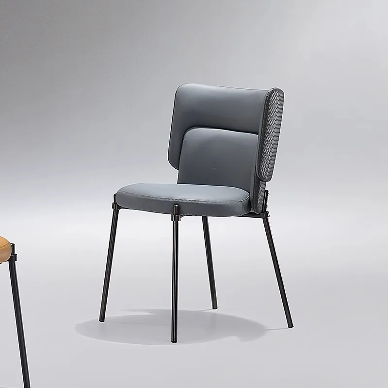 Italian Designer Leather Grain Velvet Restaurant Dining Chair Cafe ...