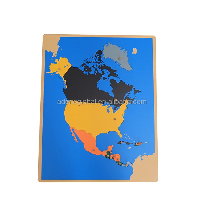 Montessori Puzzle Map of North America Geography Montessori Materials ...