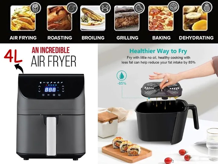 4l Digital Air Fryer With Smart Presets For Auto Control Timer And