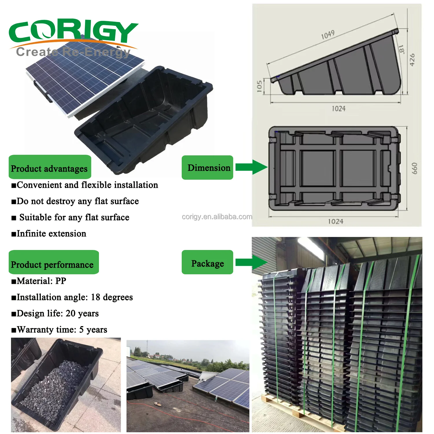 Abs Plastic Solar Panel Mounting Structure Solar Panel Ballast Plastic ...