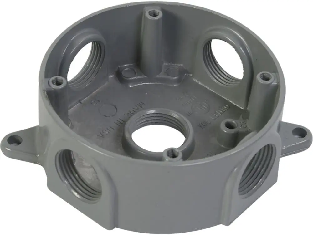 5 Hole 1/2 Inch Holes Weatherproof Round Electrical Outlet Box