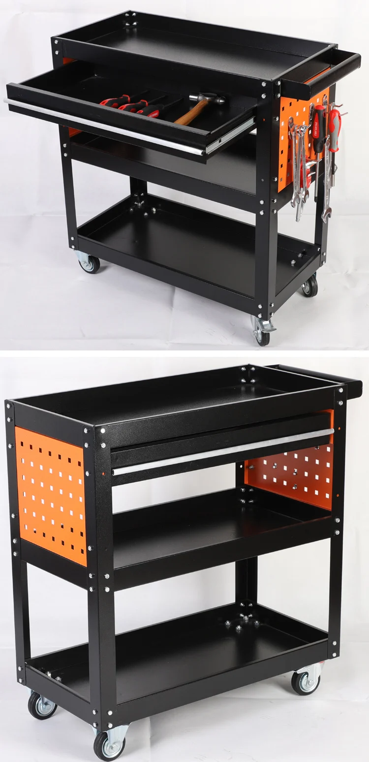 Three-layer Rolling Auto Repair Tool Cart Hardware Trolley Mobile Oem ...