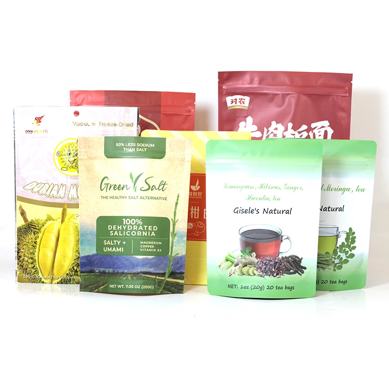 Custom Printed Tea Packing Bag Stand Up Mylar Food Bags With Ziplock ...