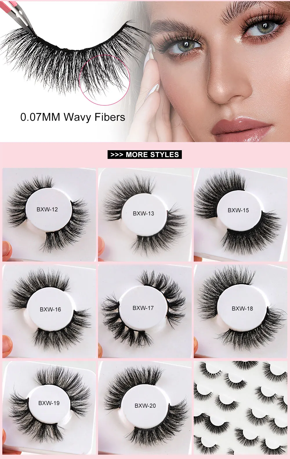 Worldbeauty 15-20mm Faux Mink Eye Lash 3d False Faux Cils Fake Fluffy ...
