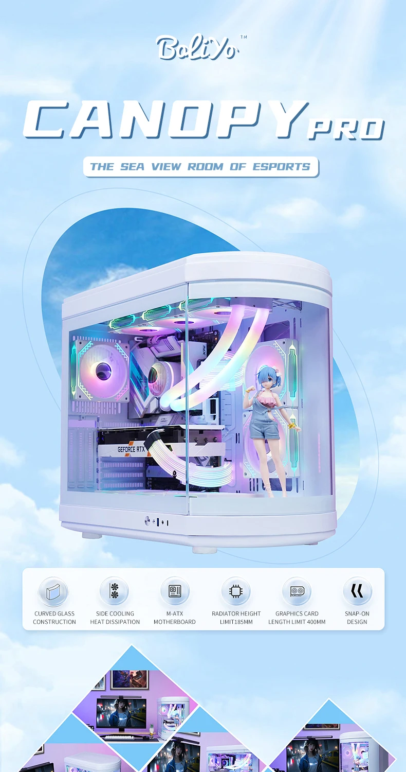 White Mid Tower Micro ATX PC Case with Tempered Glass & USB Ports