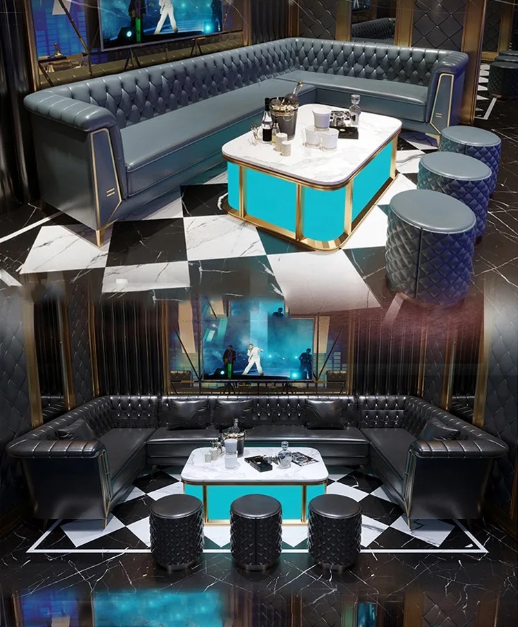 Custom Modern Leather L Shape Sofa bar Lounge Furniture Nightclub U ...