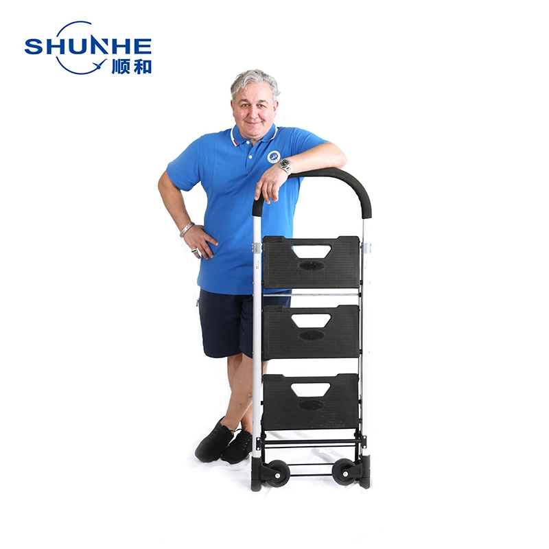 Hot selling FW-71 Collapsible 3 Steps Ladder 2-in-1 Hand Cart With ...