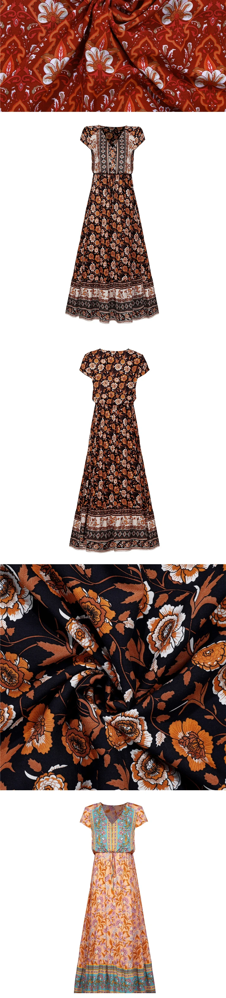 Summer Hawaiian Sun Dress Boho Flowy Bandage Floral Print V Neck Short