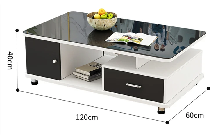 Modern Simple Glass Top Wooden Coffee Table for Living Room