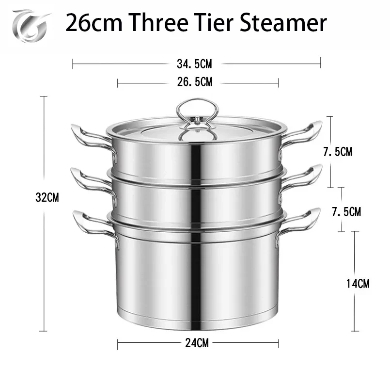3-tier Steamer Pot - Efficient Cooking with Stainless Steel