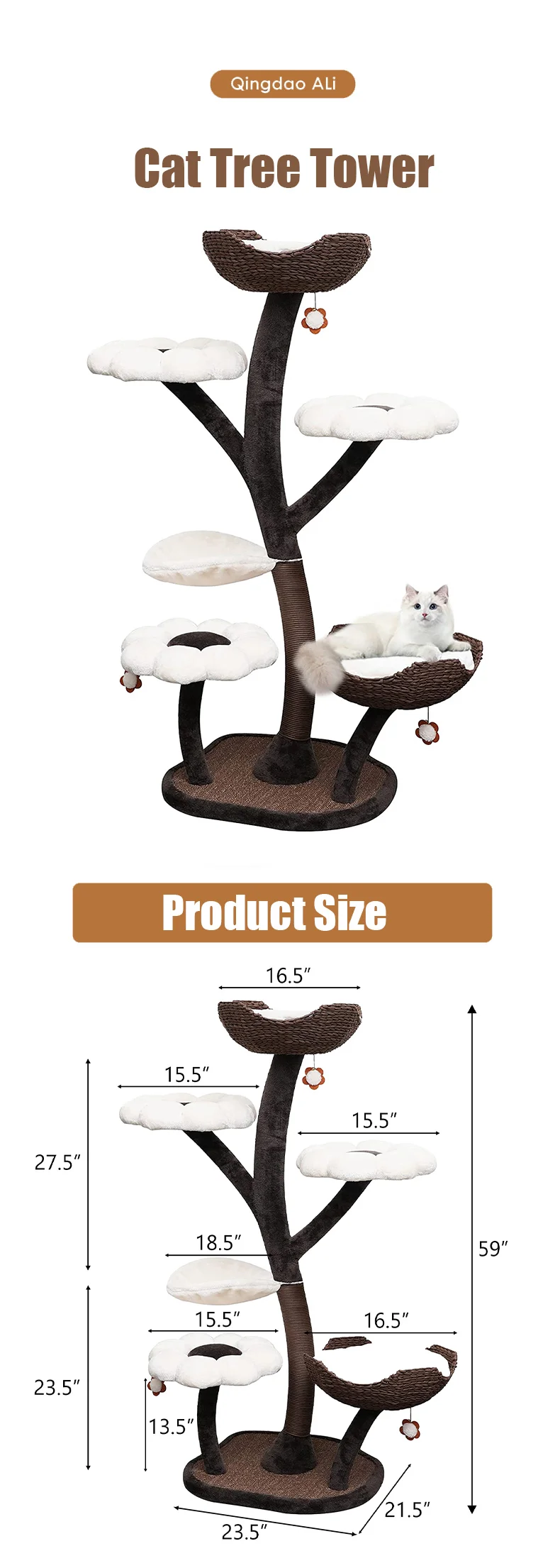 Luxury Large Cat Jumping Platform - Multifunctional Cat Climbing Frame
