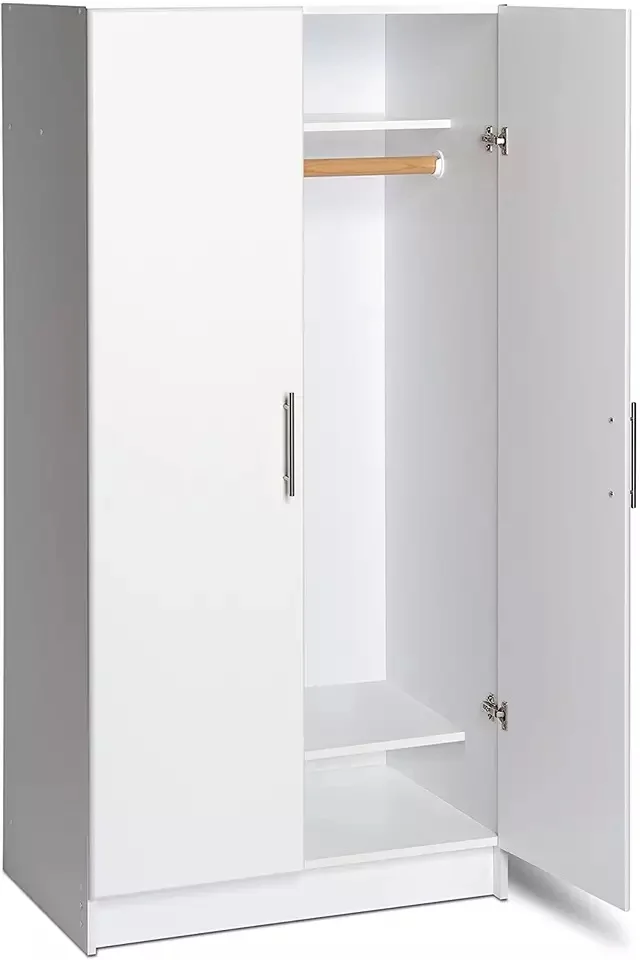 Modern White Tall Wooden Particle Board 2 Door Wardrobe Closet For ...