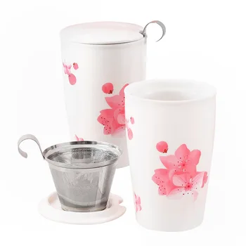 12oz 350ml Porcelain Tea Steeping Mug Ceramic Tea Infuser Cup With ...