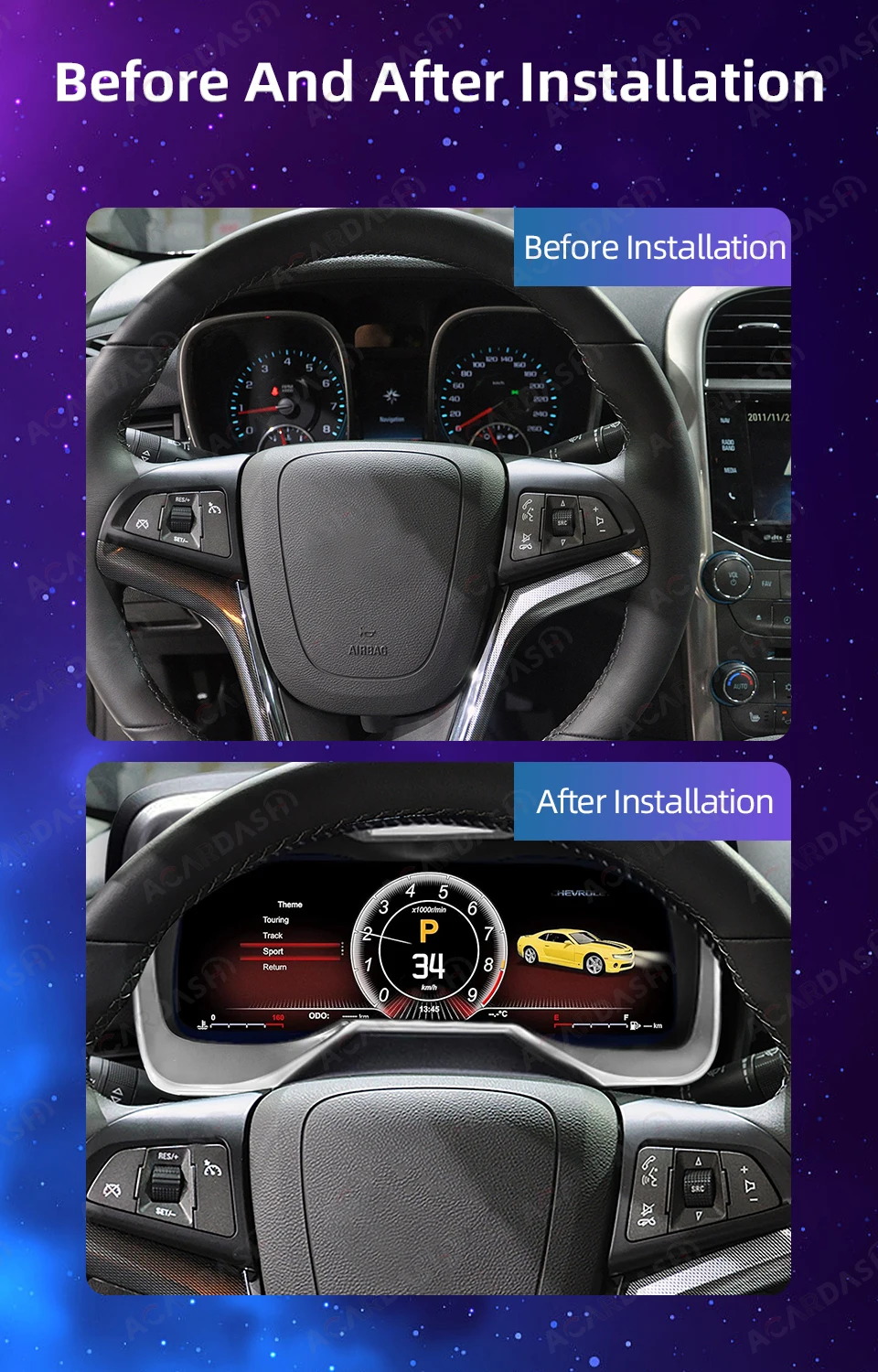 Acardash Gen 5th LCD Dashboard for Chevrolet Camaro 2010-2015