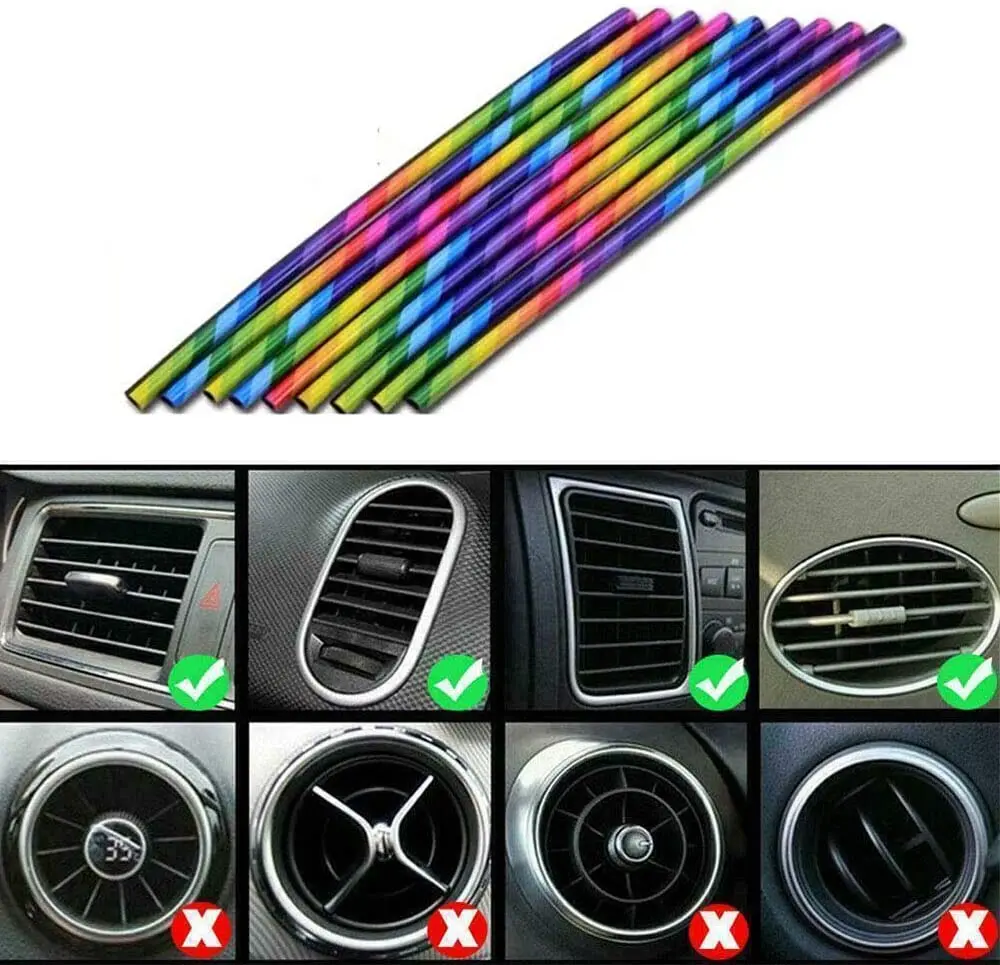 10 Pcs 20cm Car Air Conditioner Vent Outlet Trim Strip U Shape Chrome ...