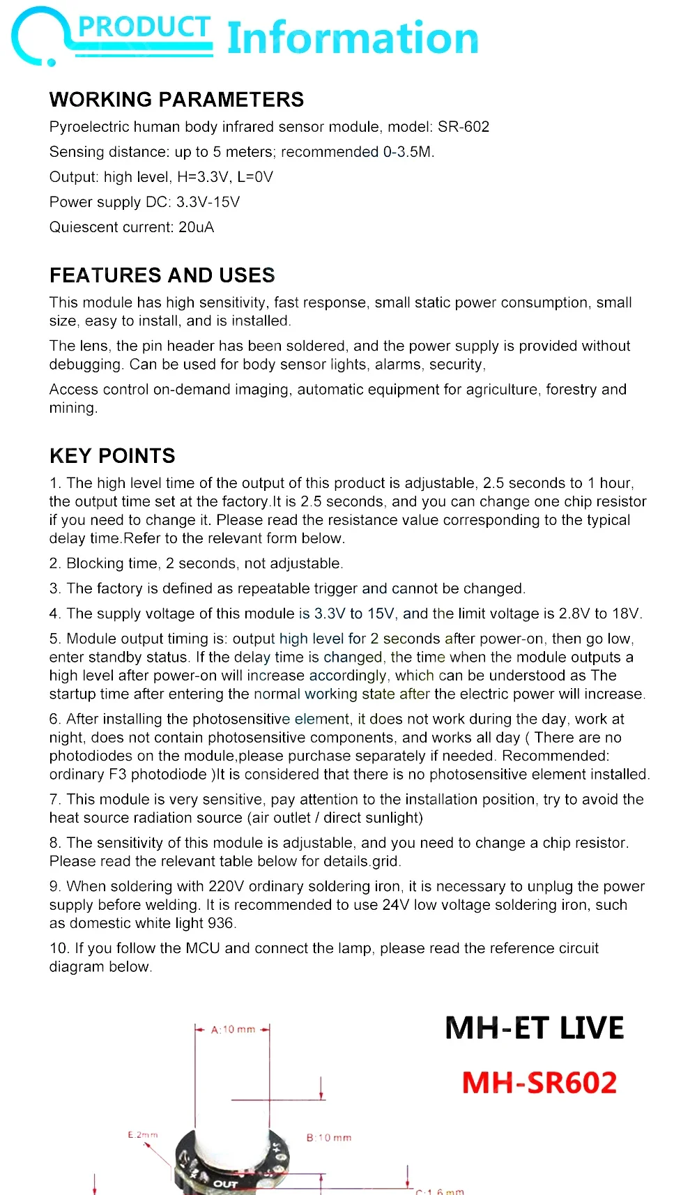 Hc-sr501 Hc-sr505 Am312 Sr602 Hw-ms03 Adjust Ir Pyroelectric Infrared ...