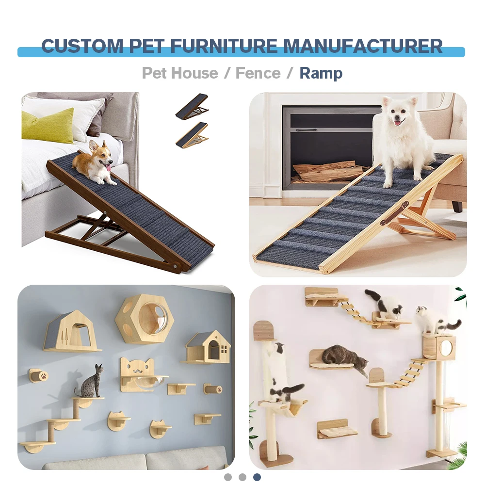 Adjustable Wooden Pet Ramp Small Animal Folding Climbing Ladder with ...