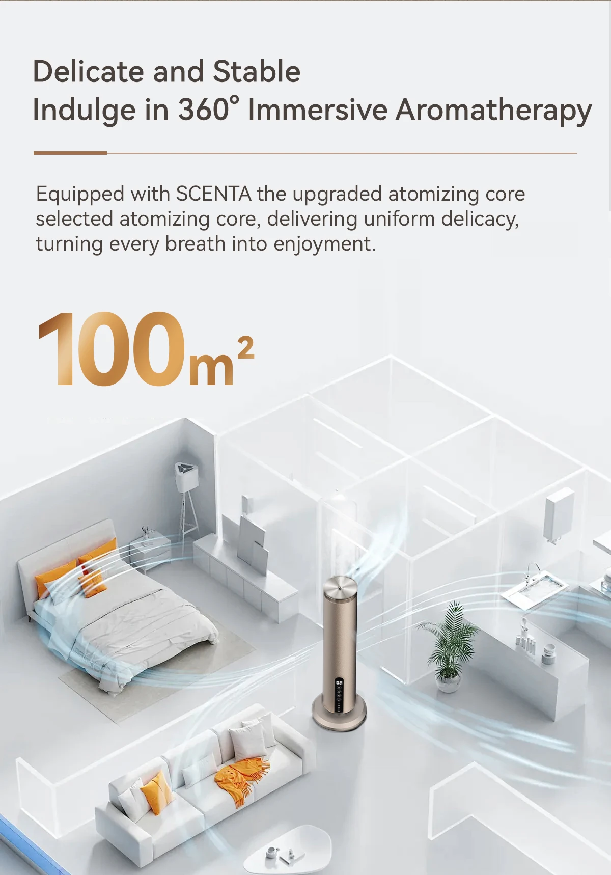 SCENTA New Arrival Waterless Scent Diffuser Home Scent Electric Rechargeable Bluetooth Fragrance ...