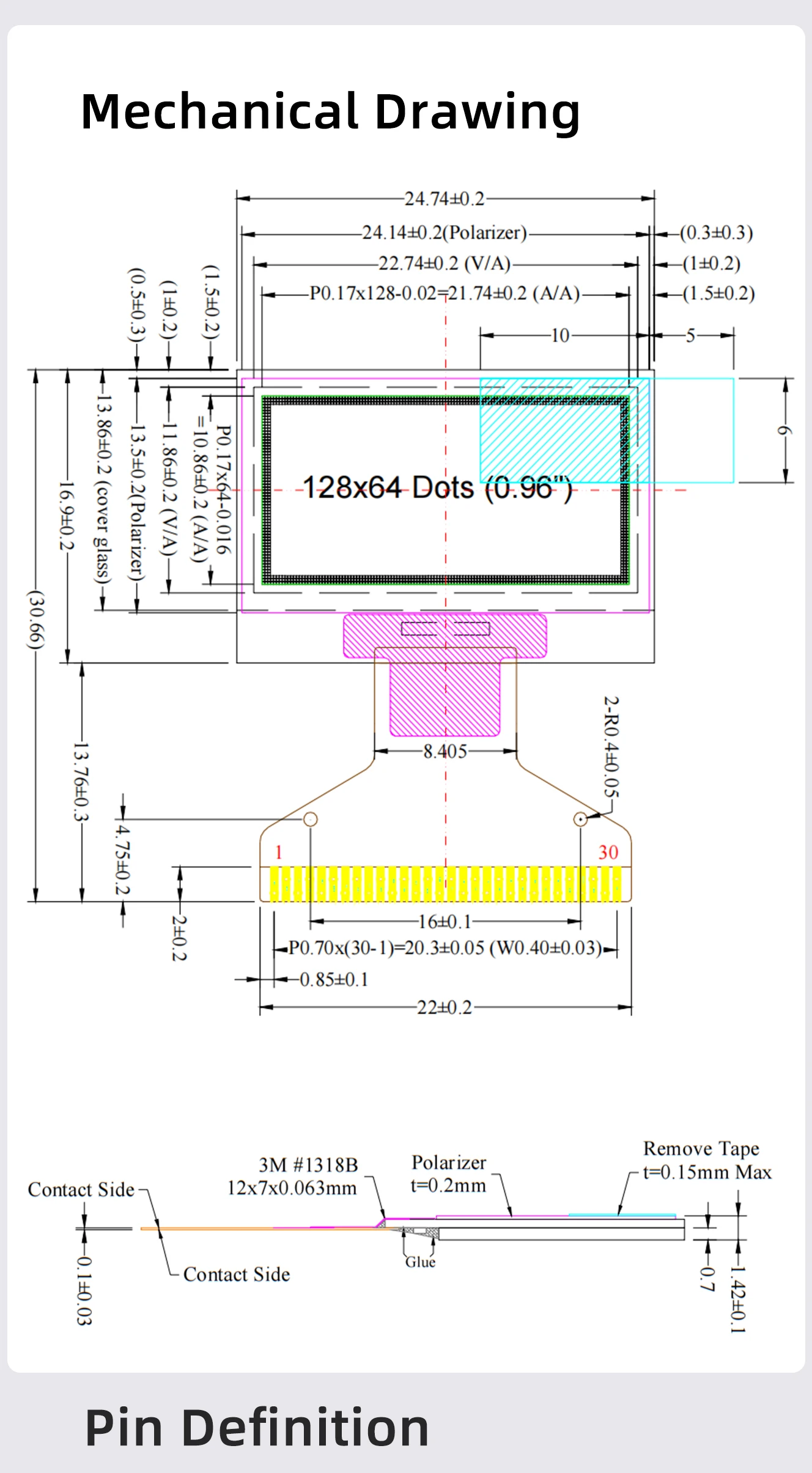 0.96 Inch Oled Display Module 128x64 Driver Ic Is Ssd1315 Spi/iic ...