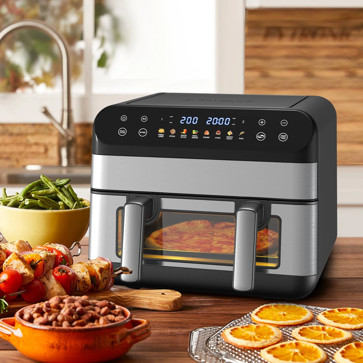 Hot Sale Double Air Fryer With Dual Basket 8l 9l 10l Two Dual Zone 2 ...