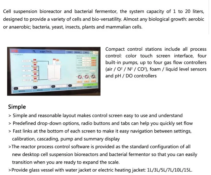 Laboratory Reaction Micro-bioreactor 15l Bacterial Fermentation Glass ...