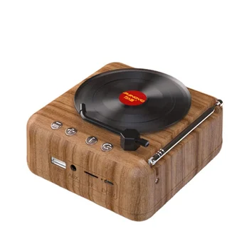 Portable Retro Fm Radio Mini Bt Speaker Atomic Vinyl Record Shaped ...