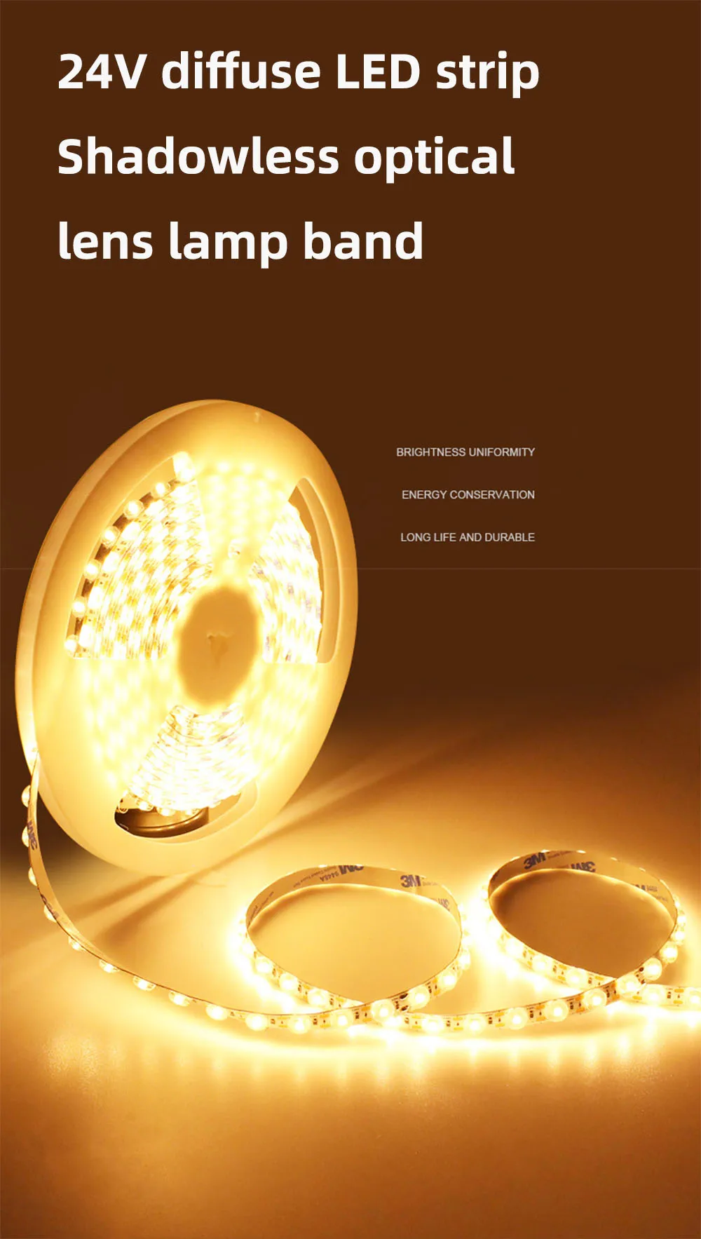 3 CCT Dimmable LED Strip - Flexible 24v Diffuse Lighting