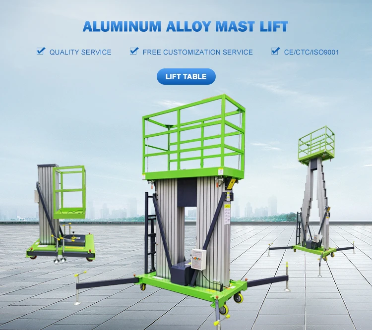 Mast Lift Trolley 5m 9m 10m Single Mast One Man Lift Fork Personal Lift ...