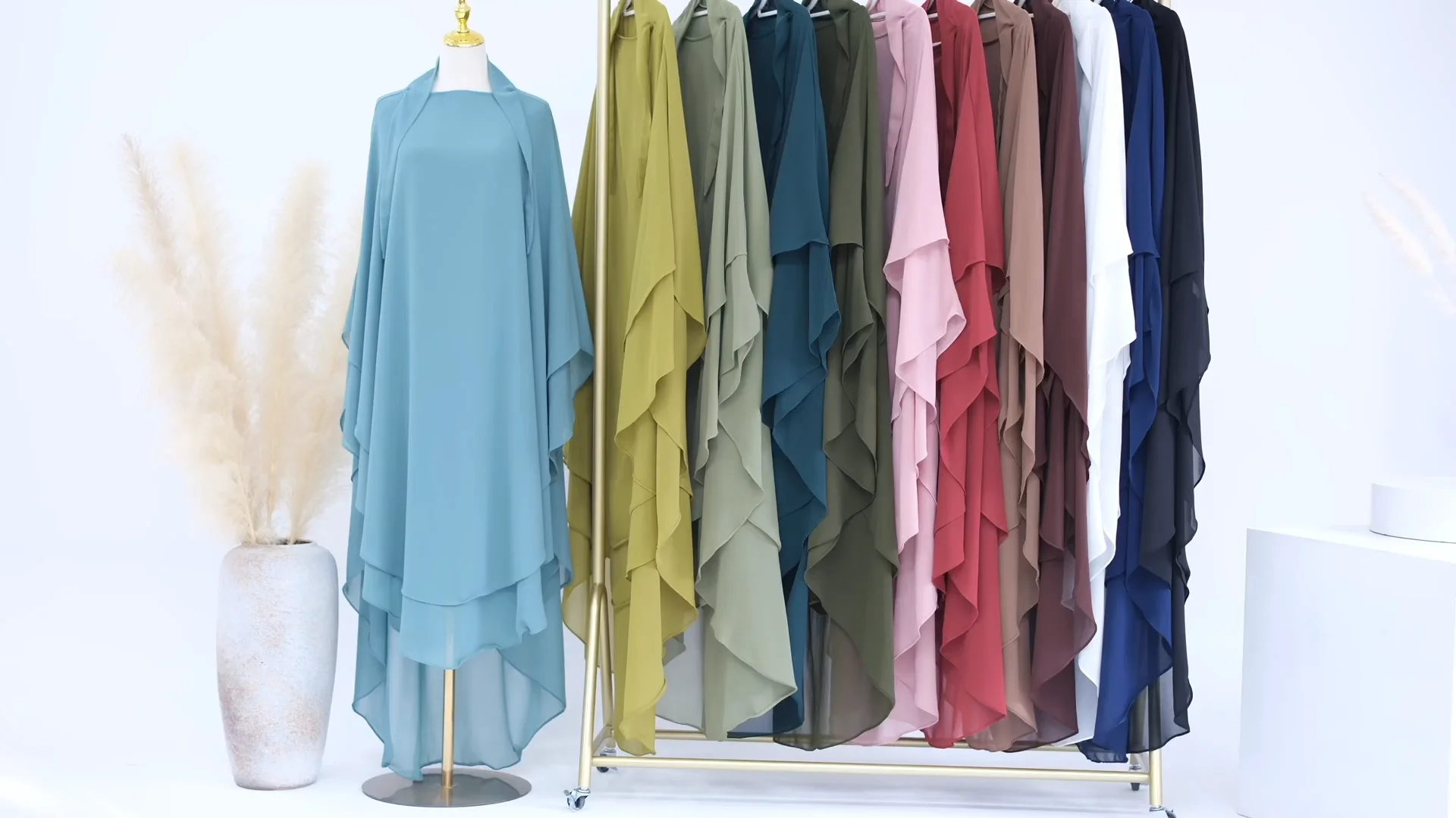 2024 New Arrival Islamic Muslim Chiffon Two Layers Long Khimar Ramadan ...