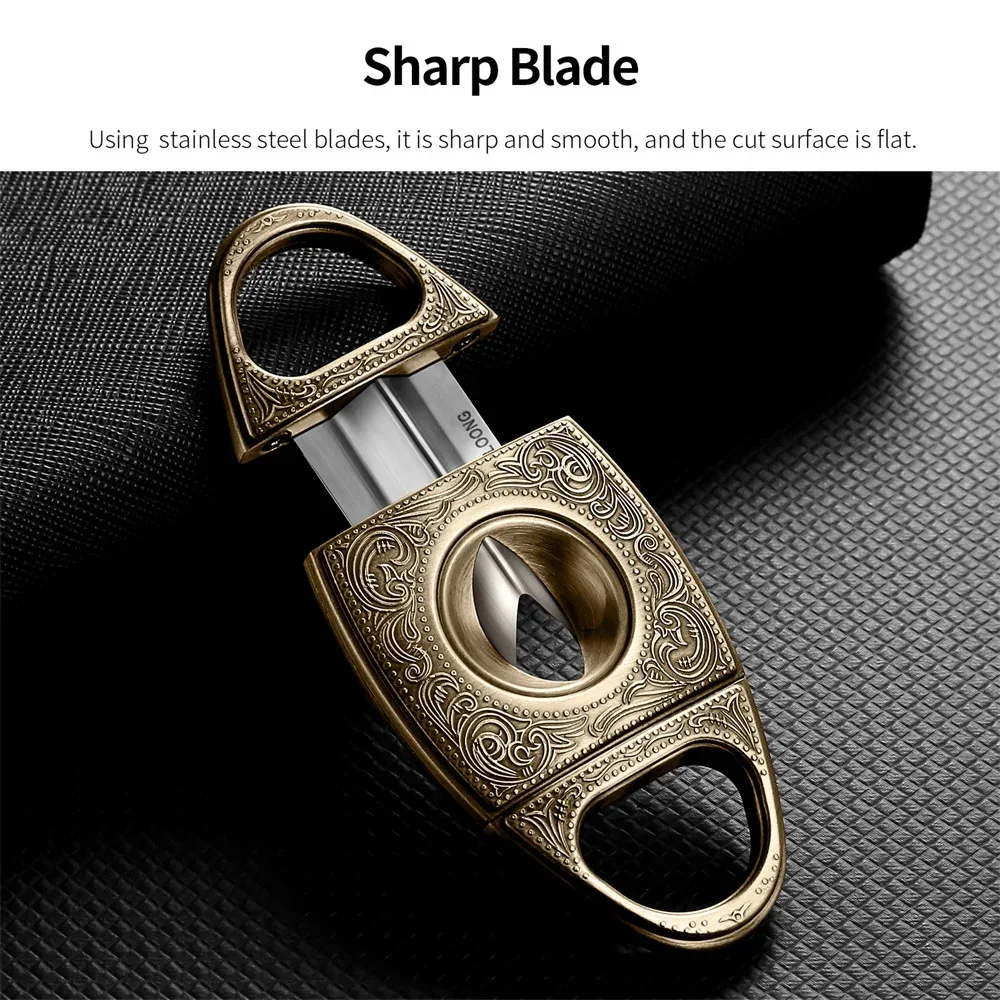 Metal Lighter Cigar Cutter V Cut Set Sharp Guillotine Windproof Lighter ...
